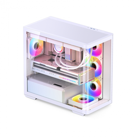 JONSBO 喬思伯 D300 白 全景玻璃機殼 (M-ATX/Type-C/曲面環景玻璃/雙面網孔/可支援背插主板/顯卡430mm/塔散180mm)-欣亞數位 ‧ 買電腦，找欣亞